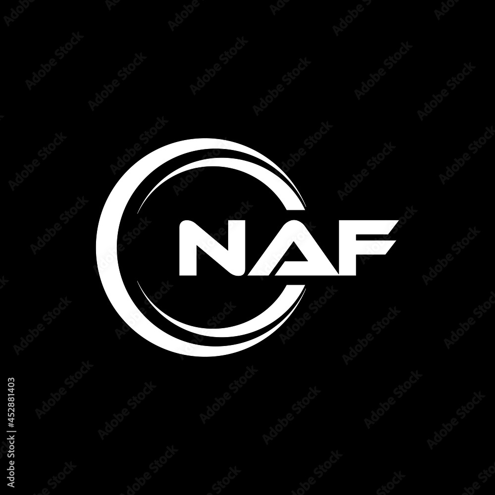 Vecteur Stock NAF letter logo design with black background in ...