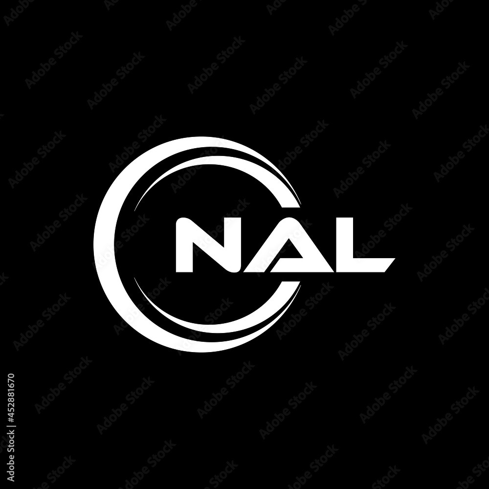 NAL letter logo design with black background in illustrator, vector ...