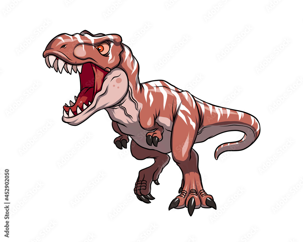 Red velociraptor t rex dinosaur dino cool t-rex style 2D chibi ...