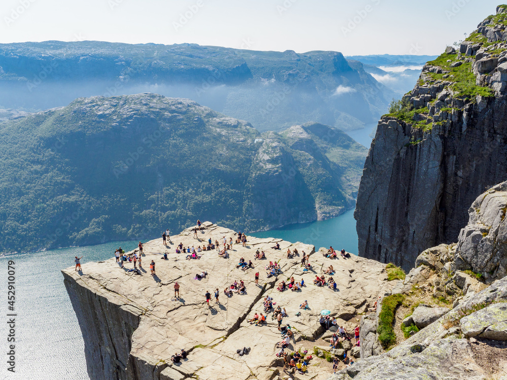 Preikestolen, the famous pulpit rock from above, Norway Stock Photo ...