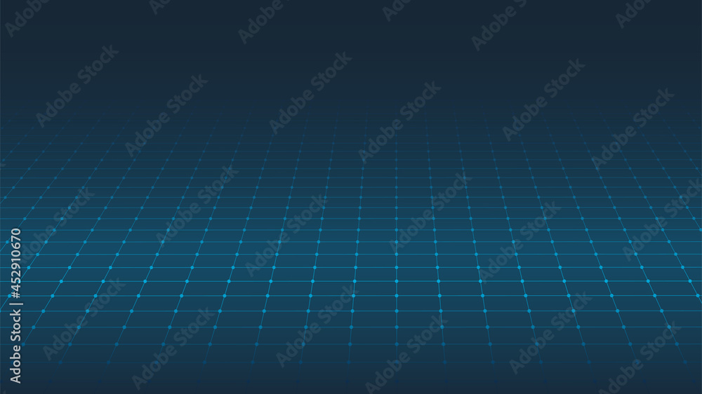 Grid on dark background. 3d wireframe landscape. Perspective ...