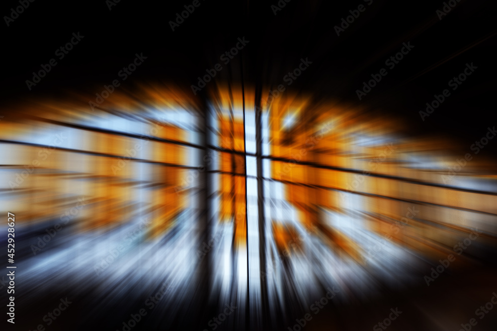 Zooming effects for a window stain glass, presenting a centralized ...