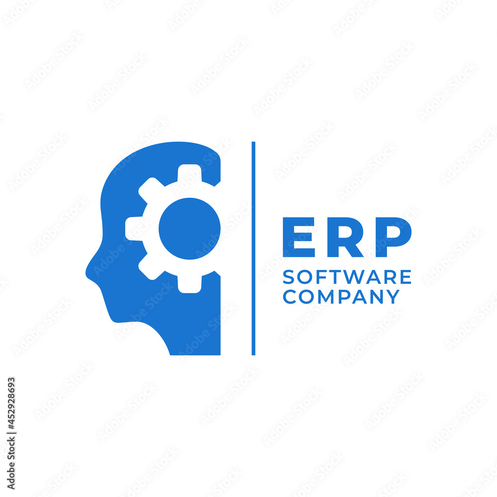 Enterprise Resource Planning logo design template on white background ...