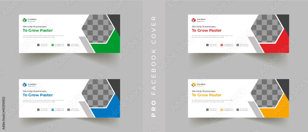 Professional business Facebook cover page timeline web ad banner template with photo place ...