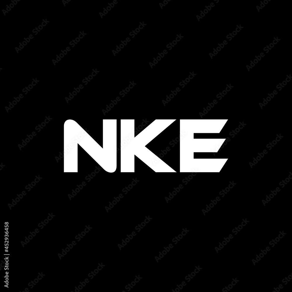 Vecteur Stock NKE letter logo design with black background in ...