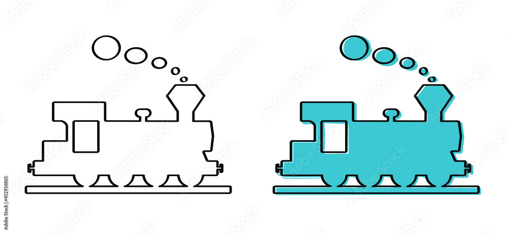 Cartoon old train station. steam train Locomotive with smoke or clouds ...