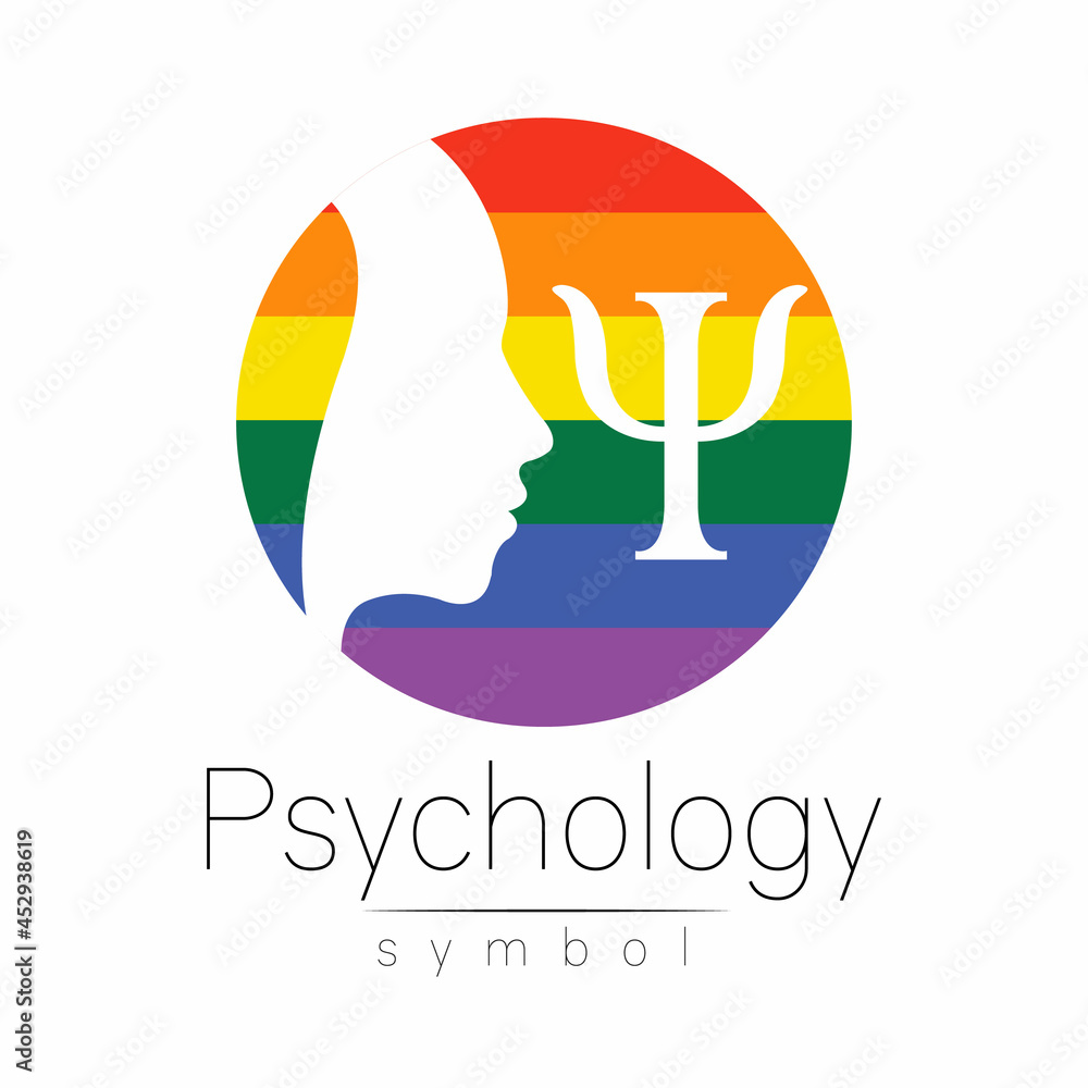Modern head Logo sign of Psychology. Profile Human in rainbow color ...