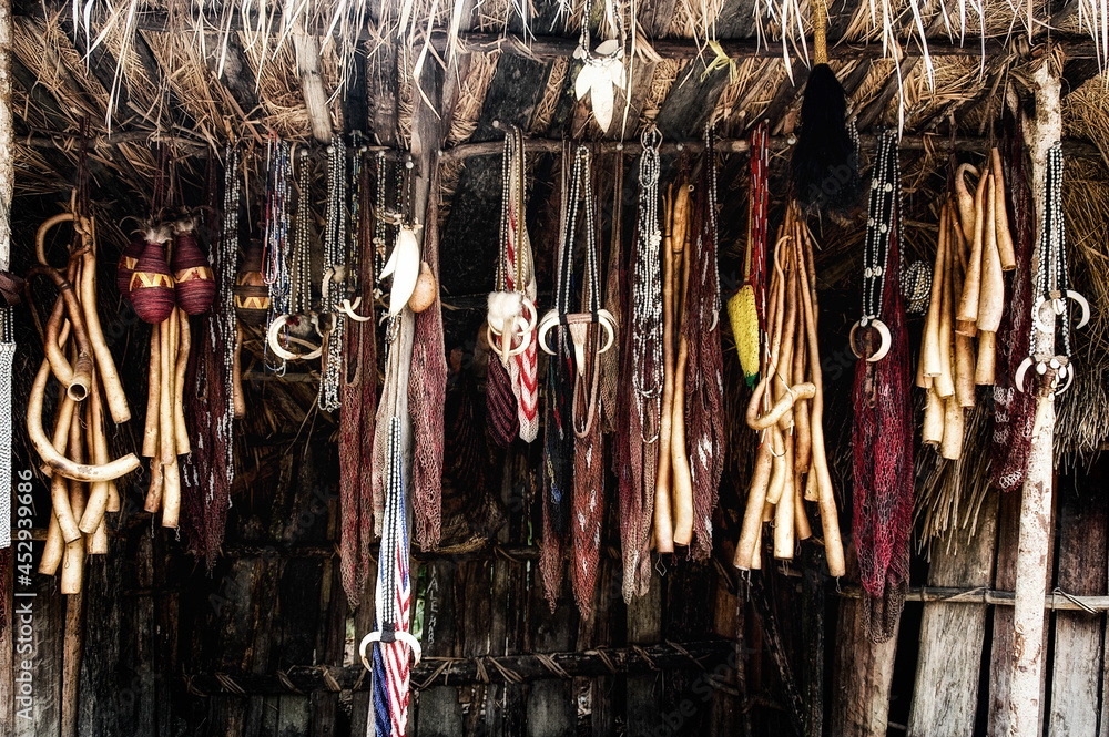 A collection of Penis gourd, or koteka, horim is a sheath traditionally ...