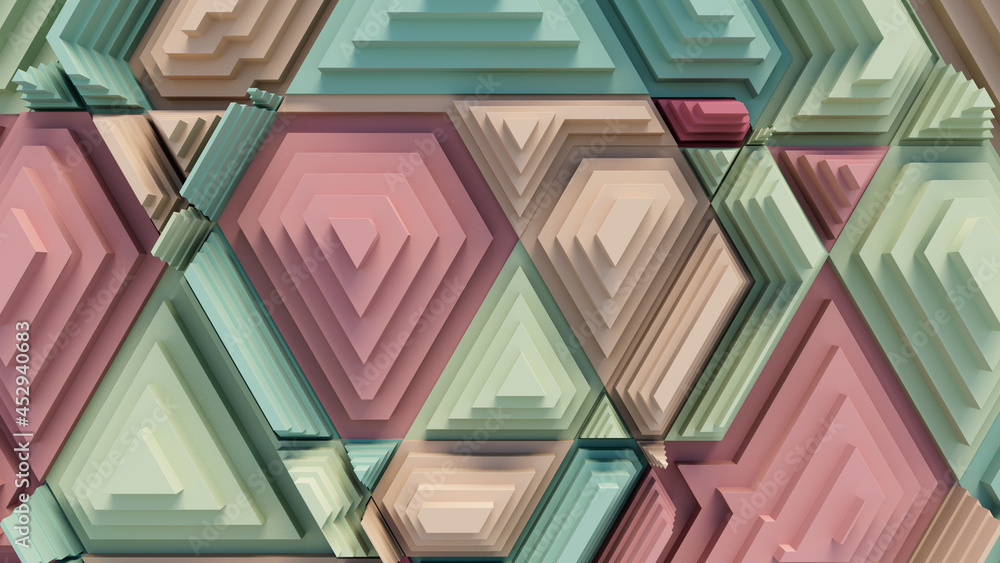 Pastel Colored Tech Background with a Geometric 3D Structure. Clean ...