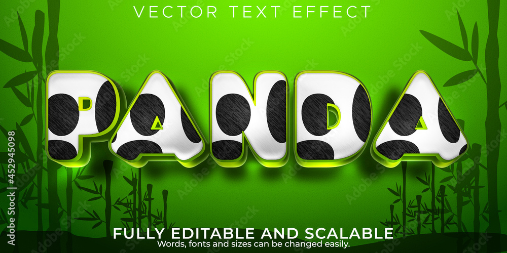 Panda text effect, editable cute and animal text style Stock Vector ...