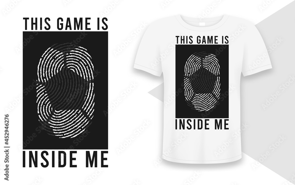 Football or soccer t-shirt design with ball in human fingerprint and ...