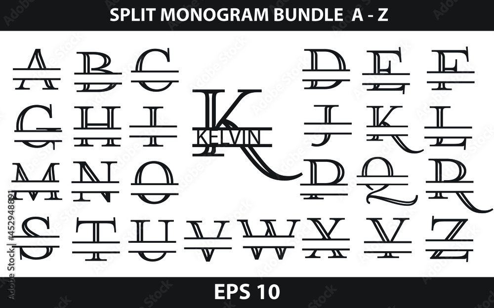 Split Monogram Letter, Set of letters to create a monogram. Monogram ...