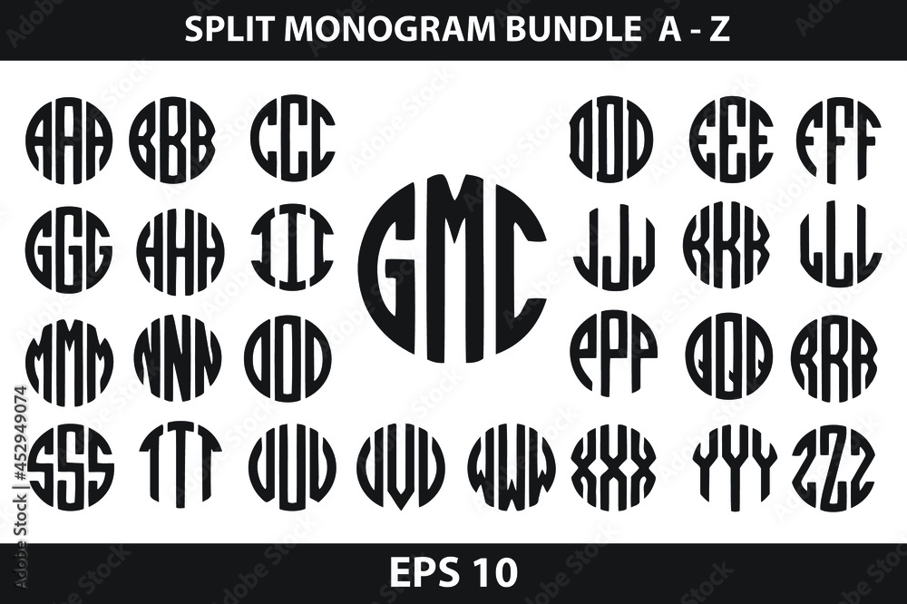 Split Monogram Letter, Set of letters to create a monogram. Monogram ...