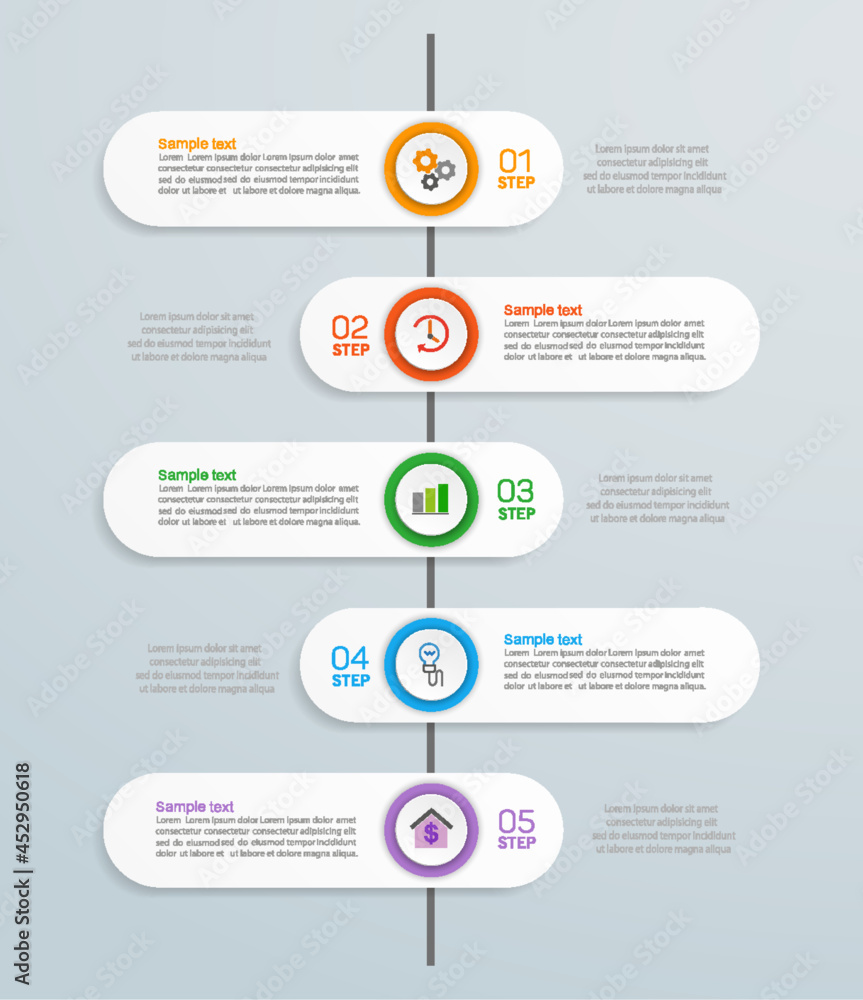 Business infographic design template with 5 options or steps. Can be ...