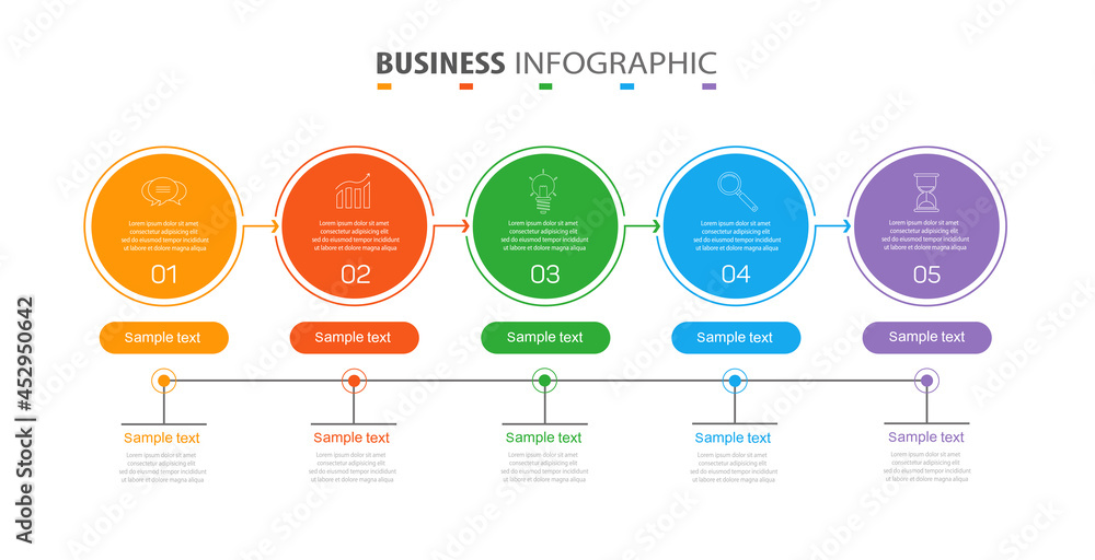 Business infographic design template with 5 options or steps. Can be ...