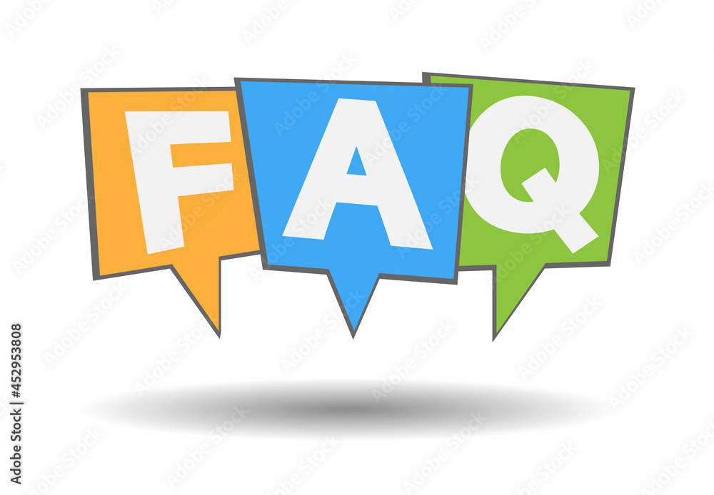 FAQ frequently asked questions, letters in colorful speech bubbles ... FAQ frequently asked questions, letters in colorful speech bubbles ...