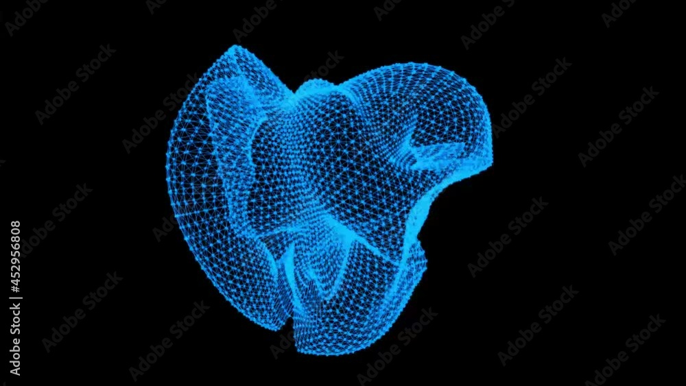 Abstract glow blue shape. Seamless loop. 3D animation. Ideal for use as ...