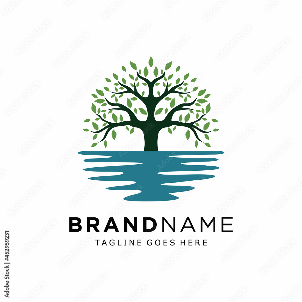 tree lake logo icon, River Tree Logo circle shape design vector ...