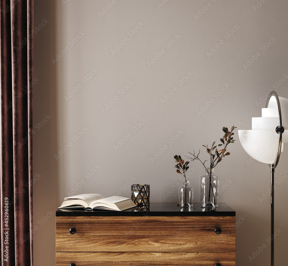 Home mockup, simple modern living room interior background, 3d render ...