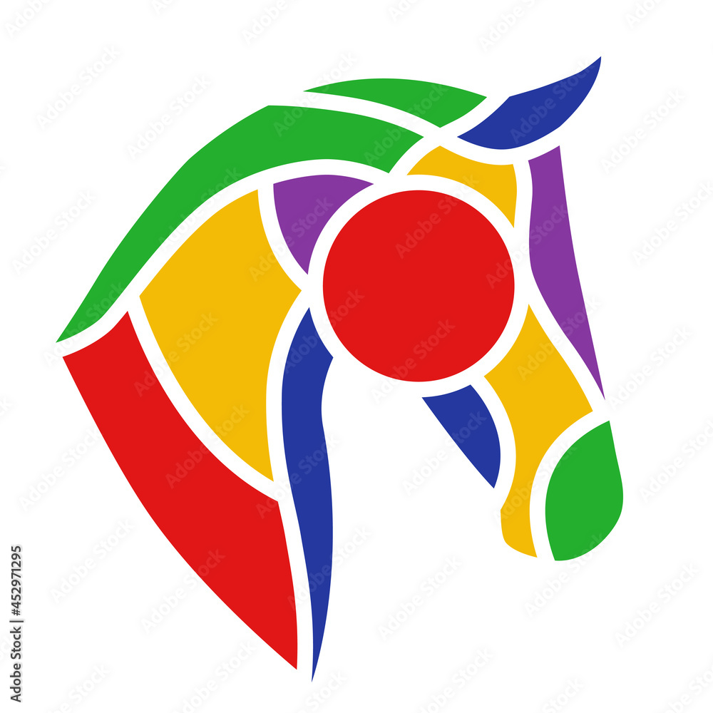 Horse or pony head silhouette. Equine multicolor vector logo. Vector ...