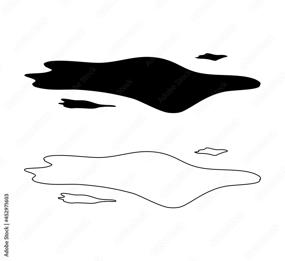 Water puddle cartoon illustration. Wet liquid spill. Autumn symbol ...