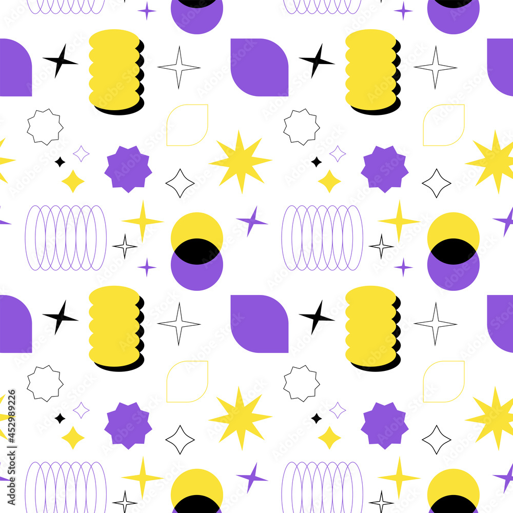 seamless pattern with abstract digital old school elements. 80s, 90s ...