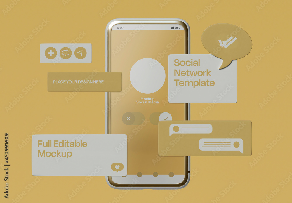Notifications on Smartphone Mockup Stock Template | Adobe Stock