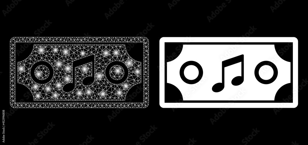 Glamour mesh vector concert ticket with glare effect. White mesh ...