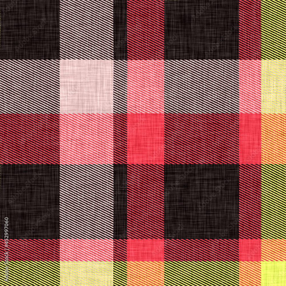 Traditional gingham plaid woven linen texture. Seamless winter style ...
