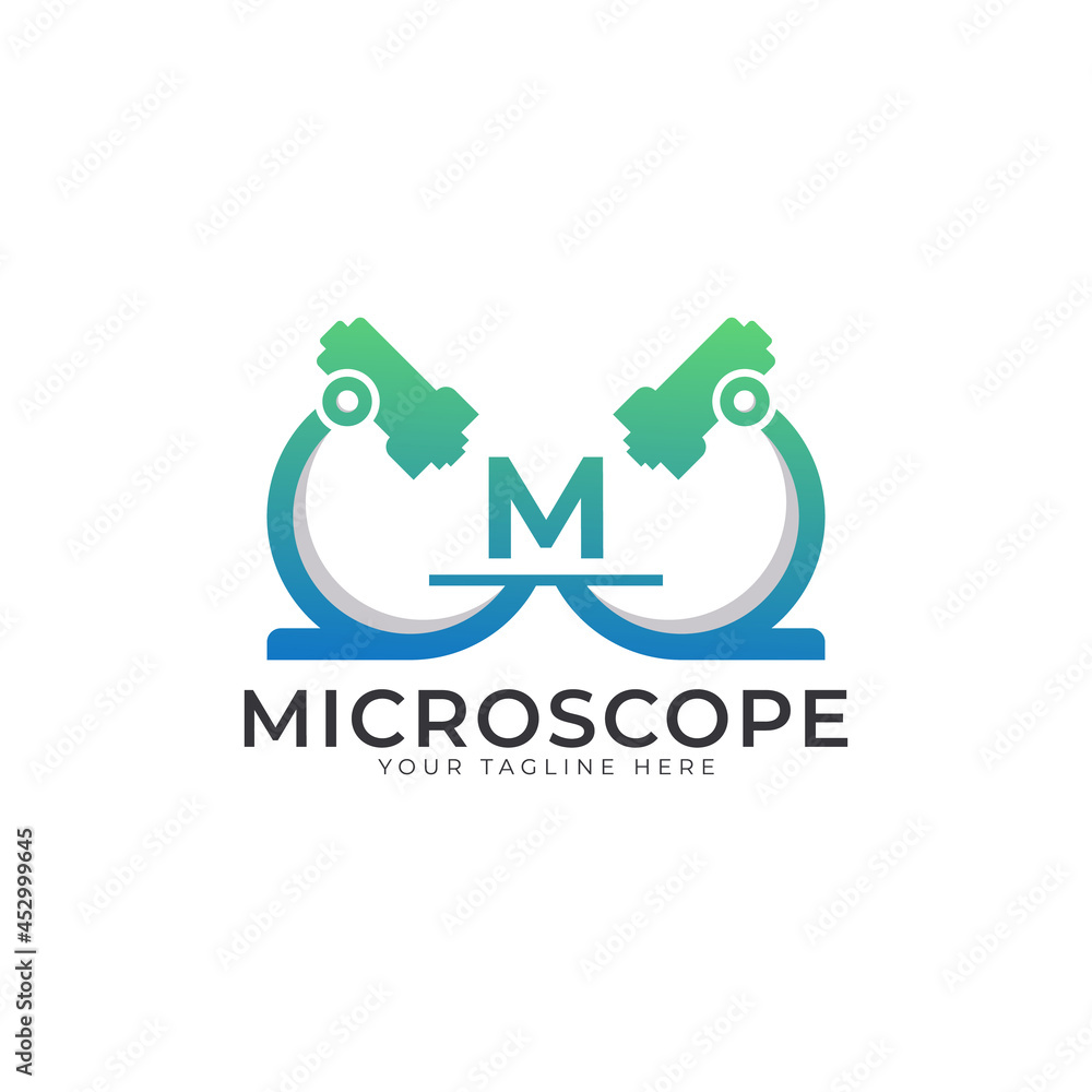 Laboratory Logo. Initial Letter M Microscope Logo Design Template ...