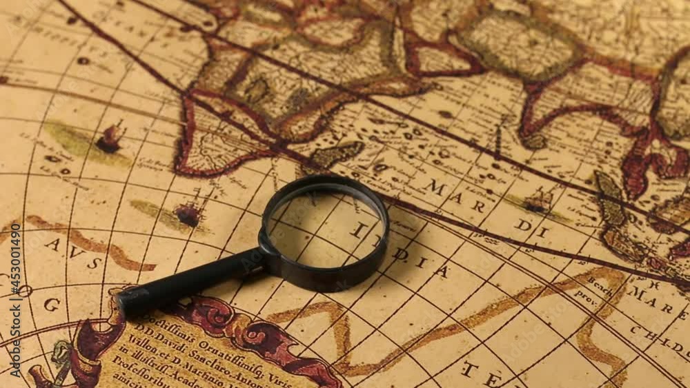 Close up of an old vintage map with map markings and directions vídeo ...