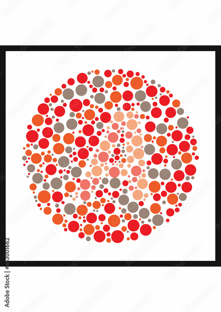 Vector graphic of Ishihara color test or Color blind test design. The ...