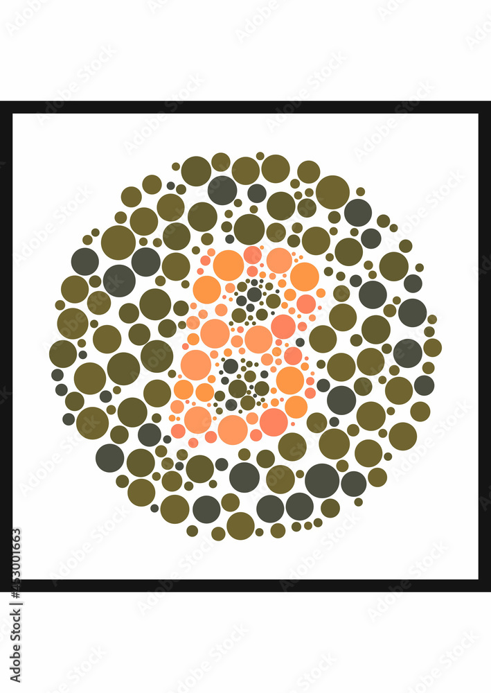 Vector graphic of Ishihara color test or Color blind test design. The ...