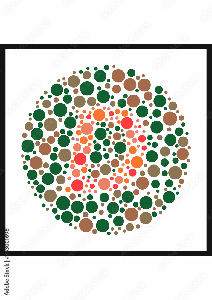 Vector graphic of Ishihara color test or Color blind test design. The ...