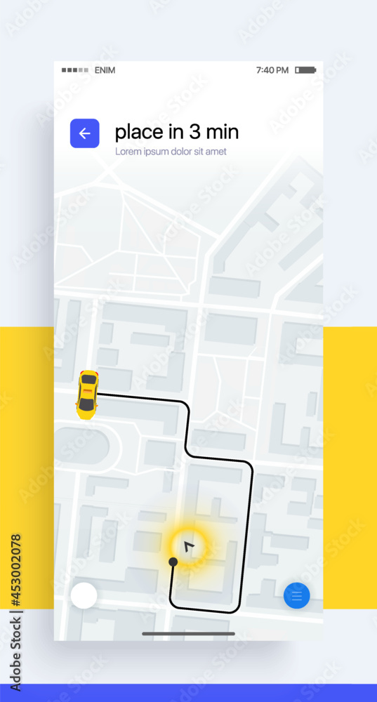Design of the Mobile Application, UI, UX. GUI Taxi App with Login and ...