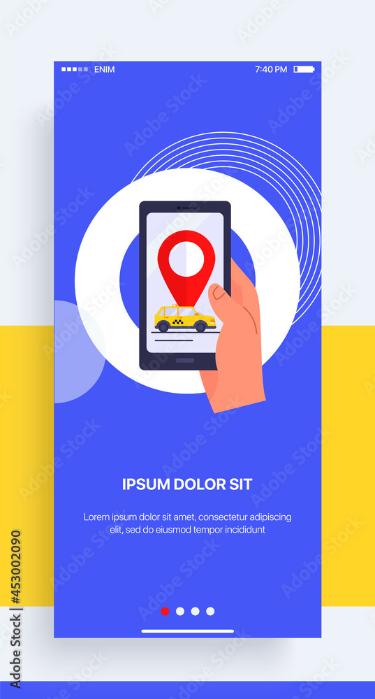 Design of the Mobile Application, UI, UX. GUI Taxi App with Login and ...