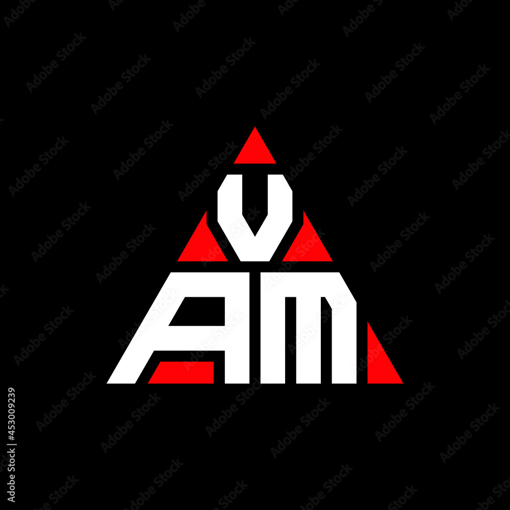 VAM triangle letter logo design with triangle shape. VAM triangle logo ...