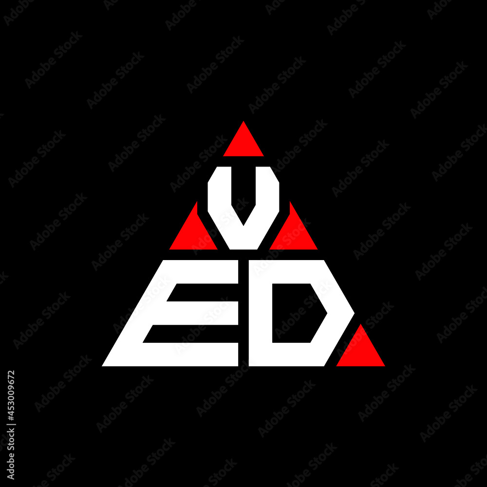 VED triangle letter logo design with triangle shape. VED triangle logo ...