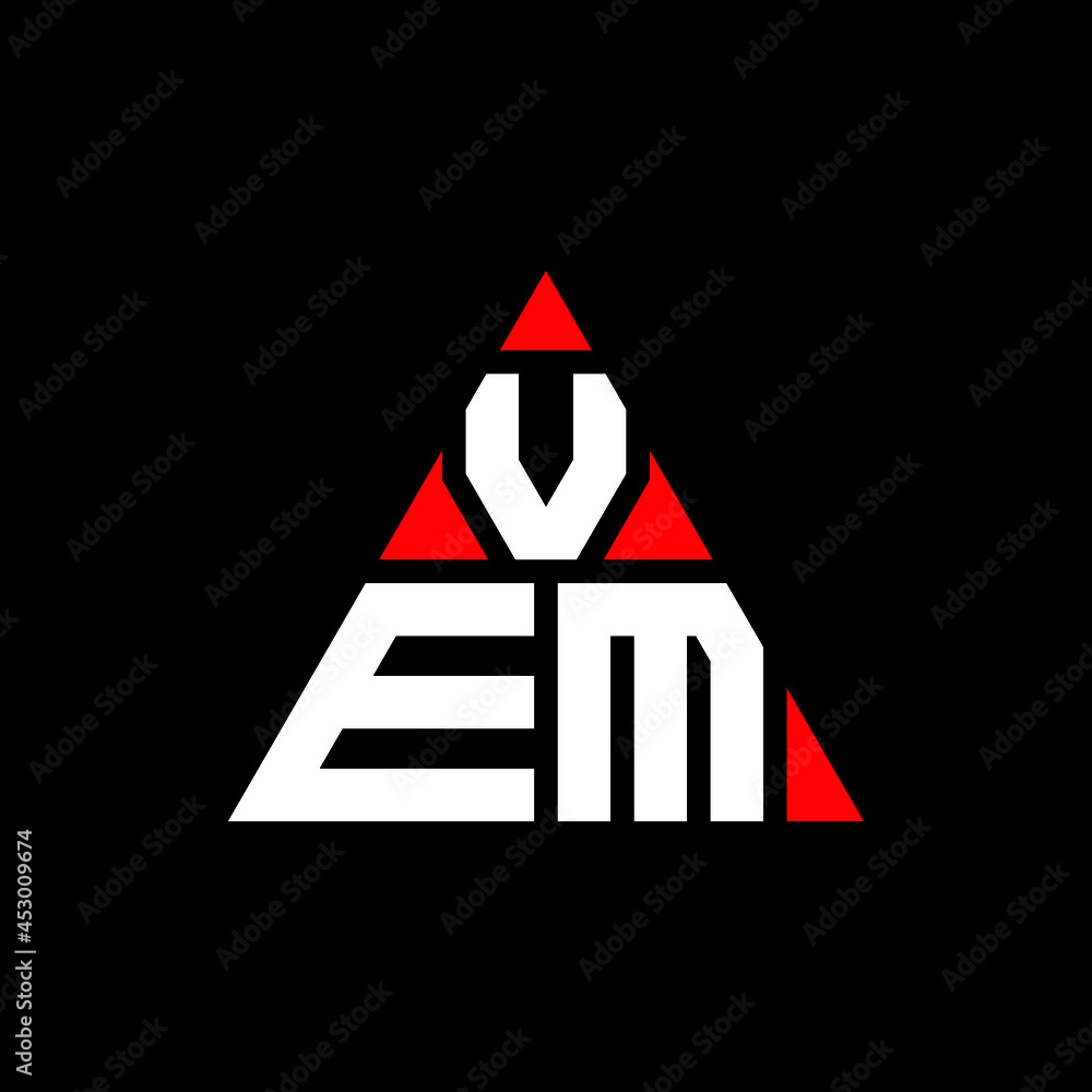 VEM triangle letter logo design with triangle shape. VEM triangle logo ...