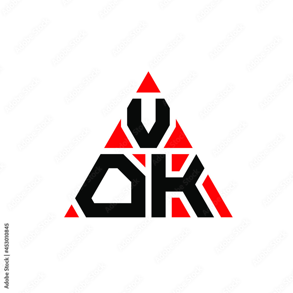 VOK triangle letter logo design with triangle shape. VOK triangle logo design monogram. VOK ...