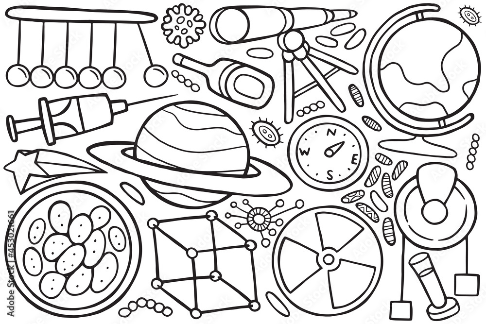 science doodle for coloring activity Stock Vector | Adobe Stock