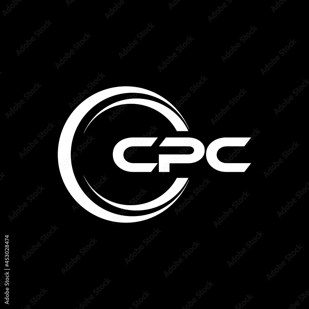 Vecteur Stock CPC letter logo design with black background in ...