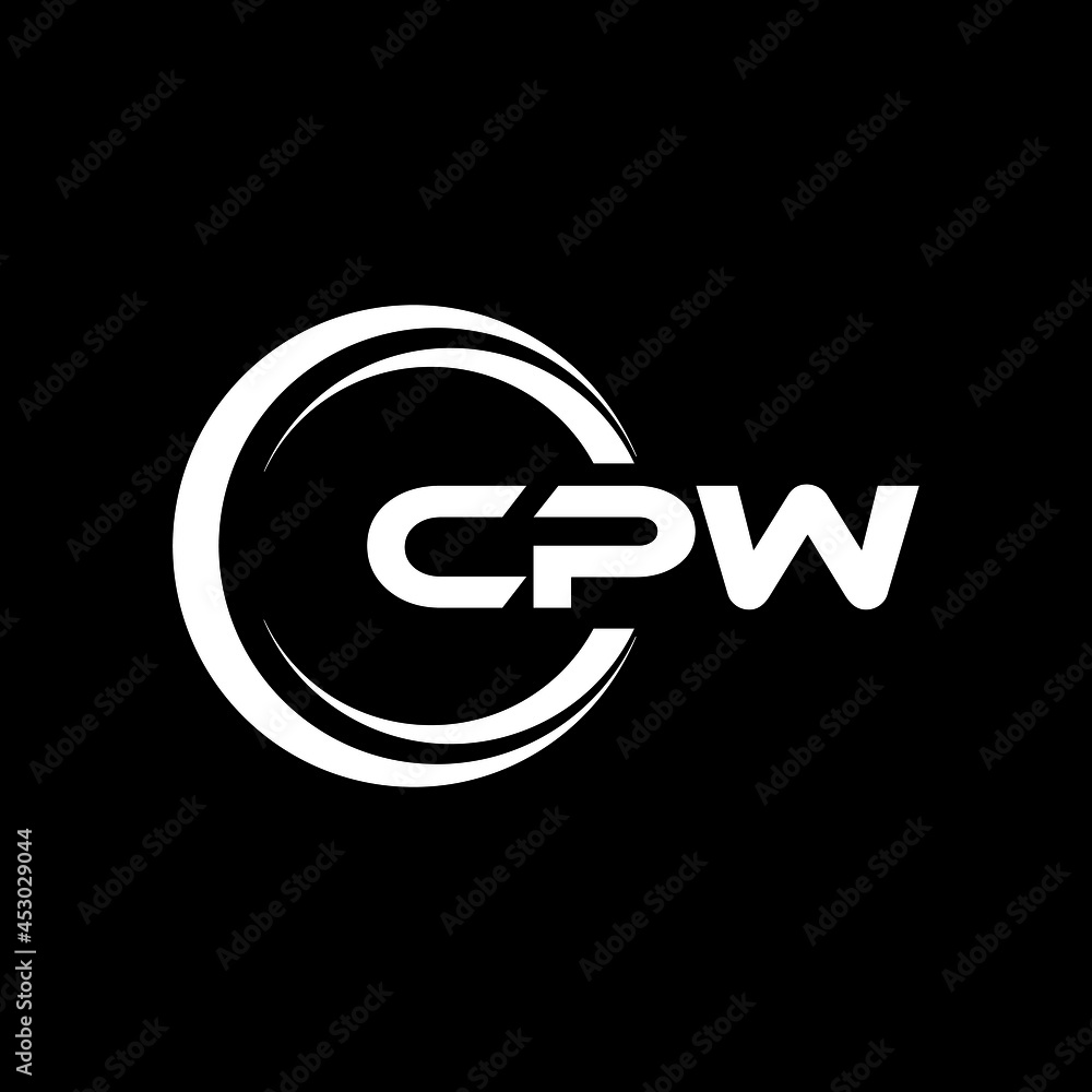 CPW letter logo design with black background in illustrator, vector ...