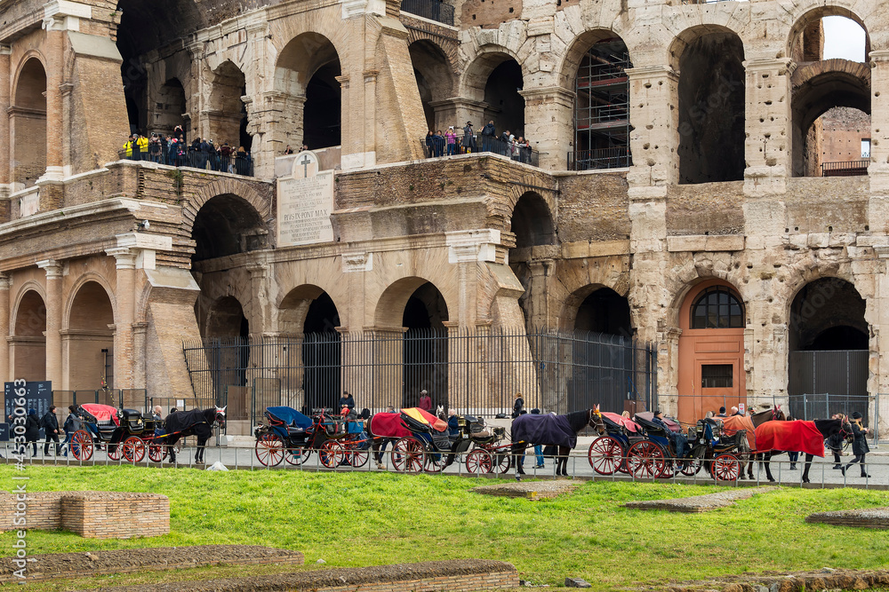 Colosseum, also known as the Flavian Amphitheater, commissioned in A.D ...