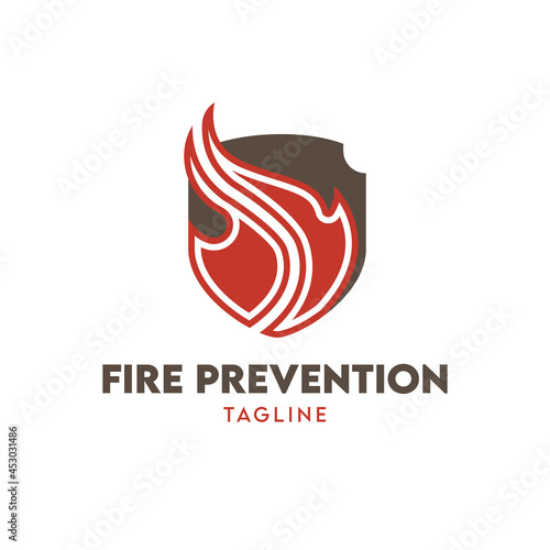 Fire shield logo, suitable for fire prevention logo or fire safety logo ...