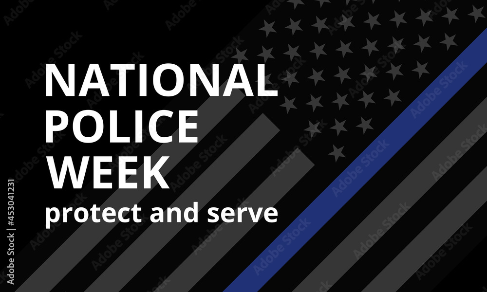 National Police Week background - flag United States of America with ...