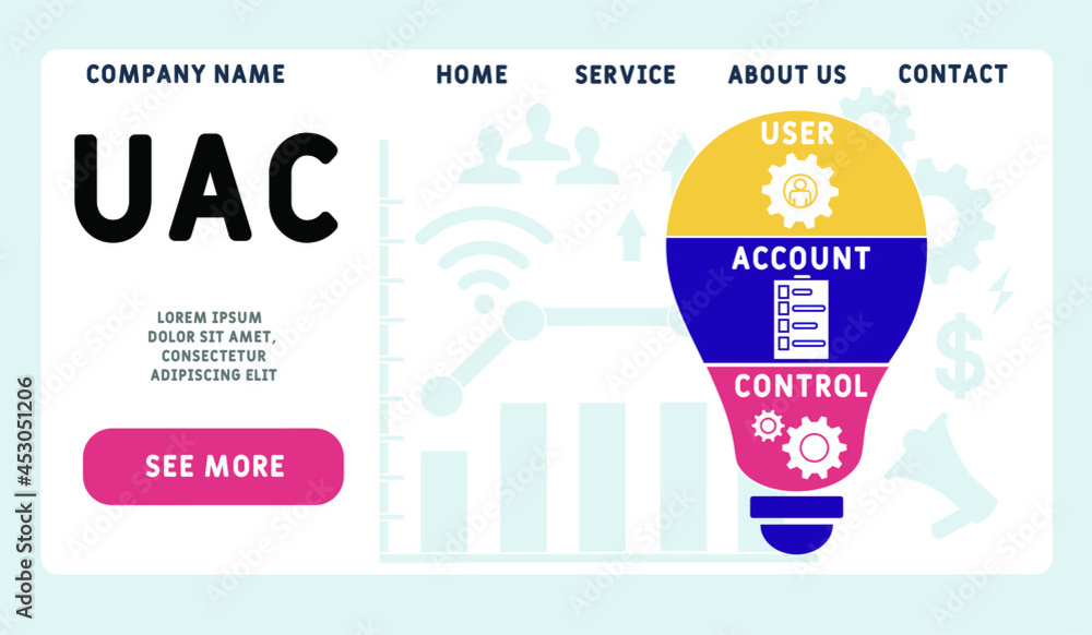 Vector website design template . UAC - User Account Control acronym ...