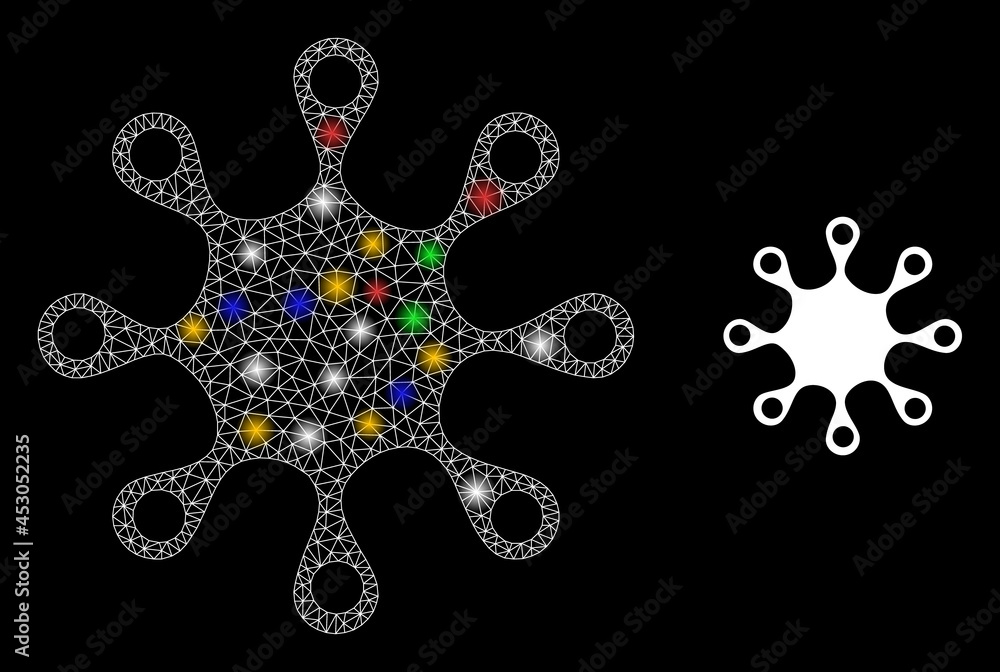Bright mesh network axenic microbe with multicolored lightspots ...