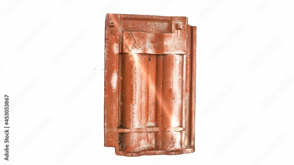 3d animated single old-styled rectangular-shaped rooftop tile in alpha ...