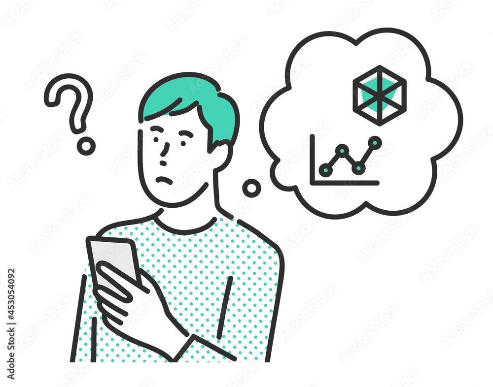 スマートフォンで自己分析を行う男性のイメージイラスト素材 Vector De Stock Adobe Stock